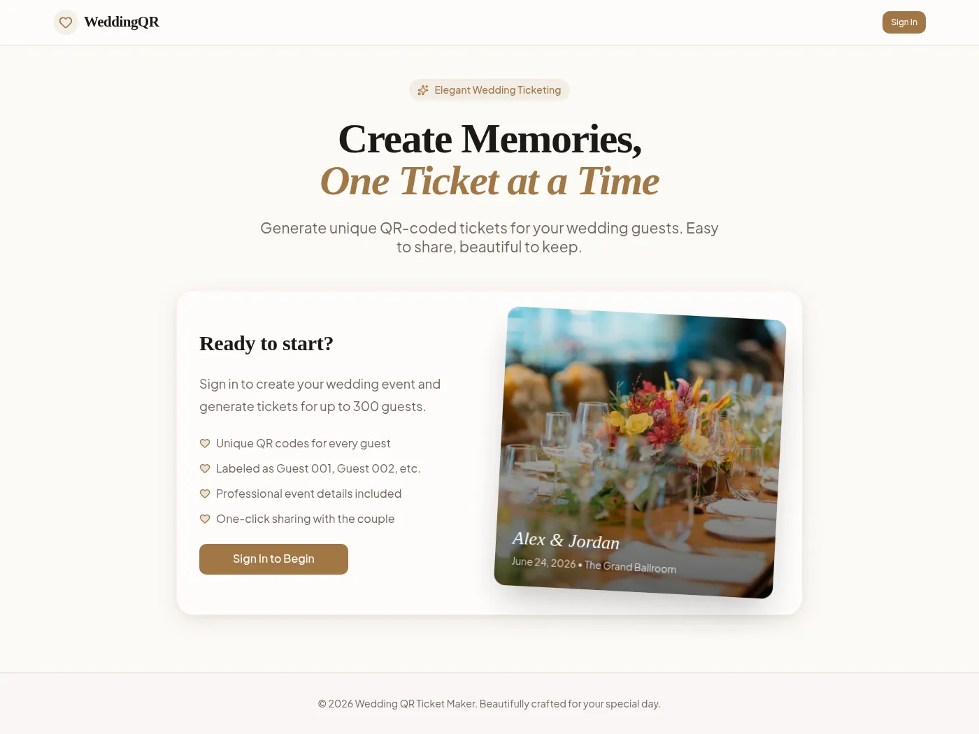 Wedding QR Ticket Maker