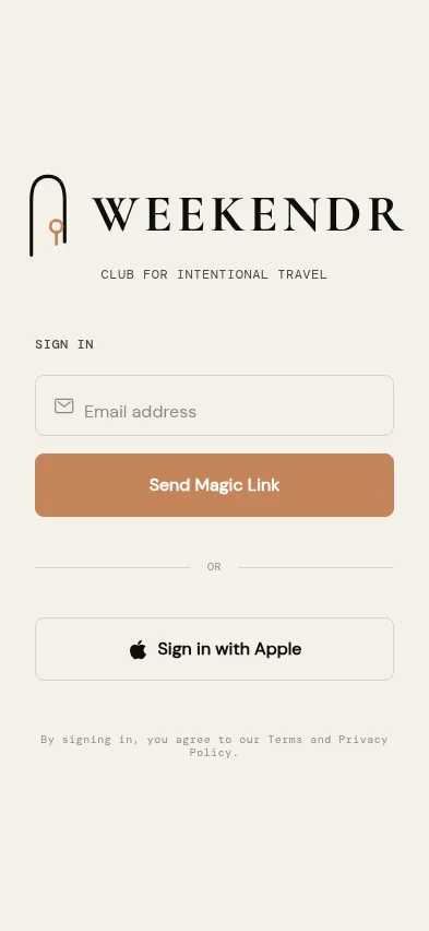 WEEKENDR Club App