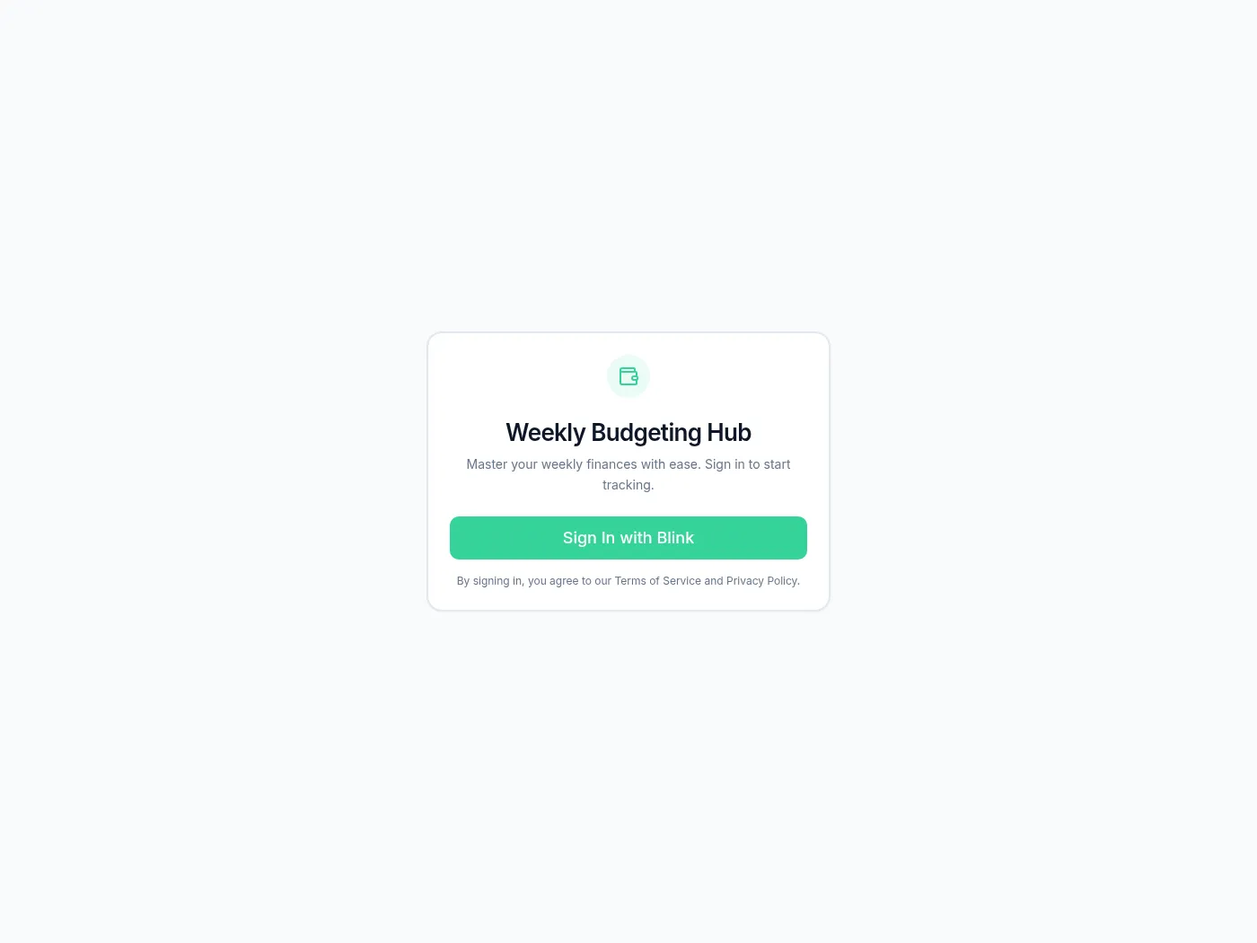 Weekly Budgeting Hub