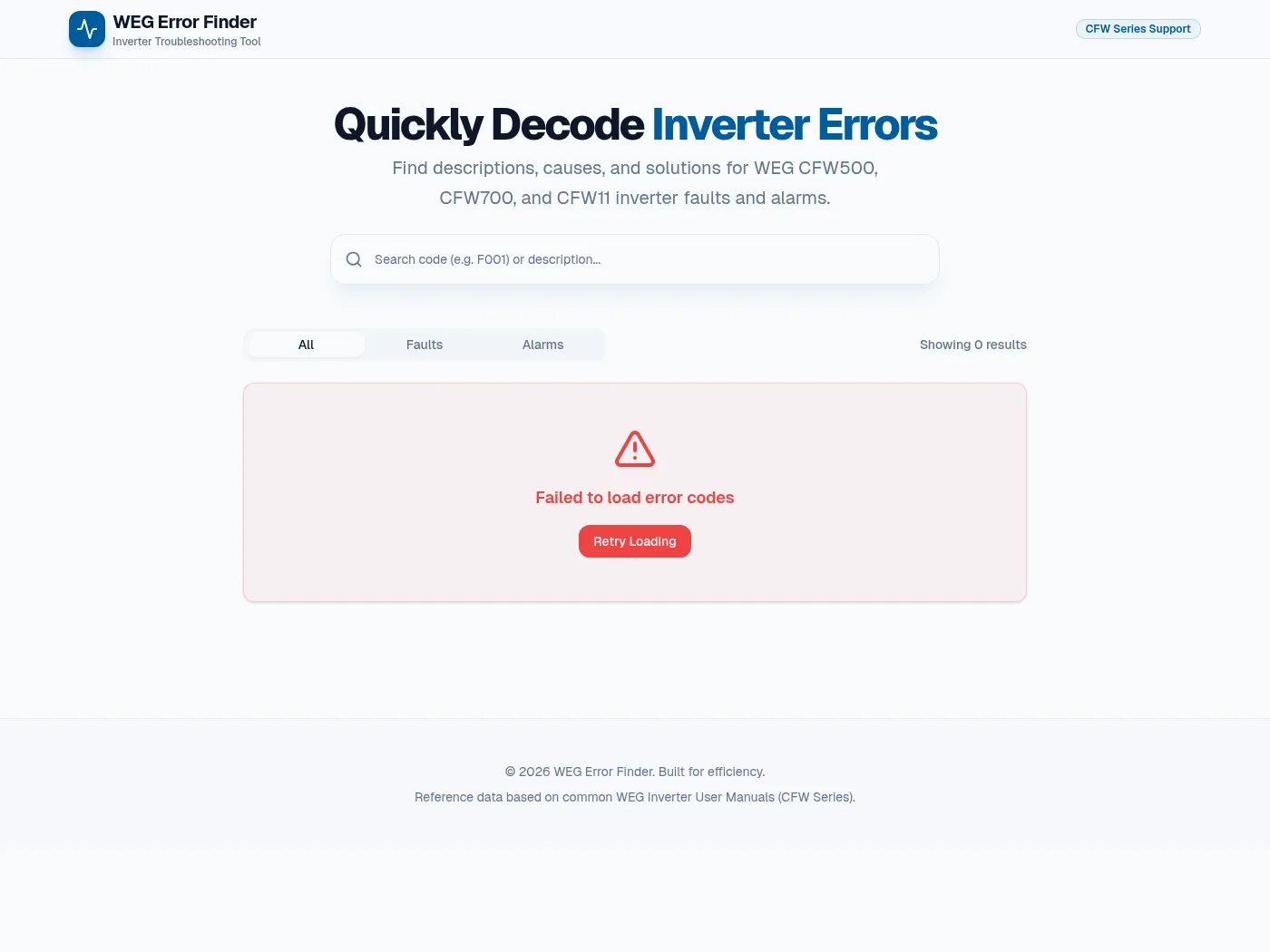 WEG Error Finder