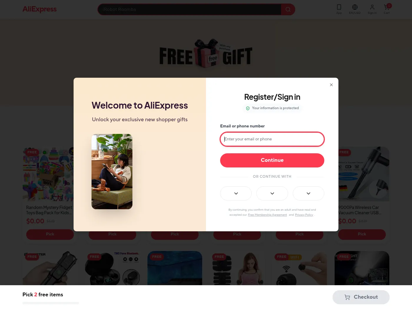 AliExpress Welcome Gifts Site