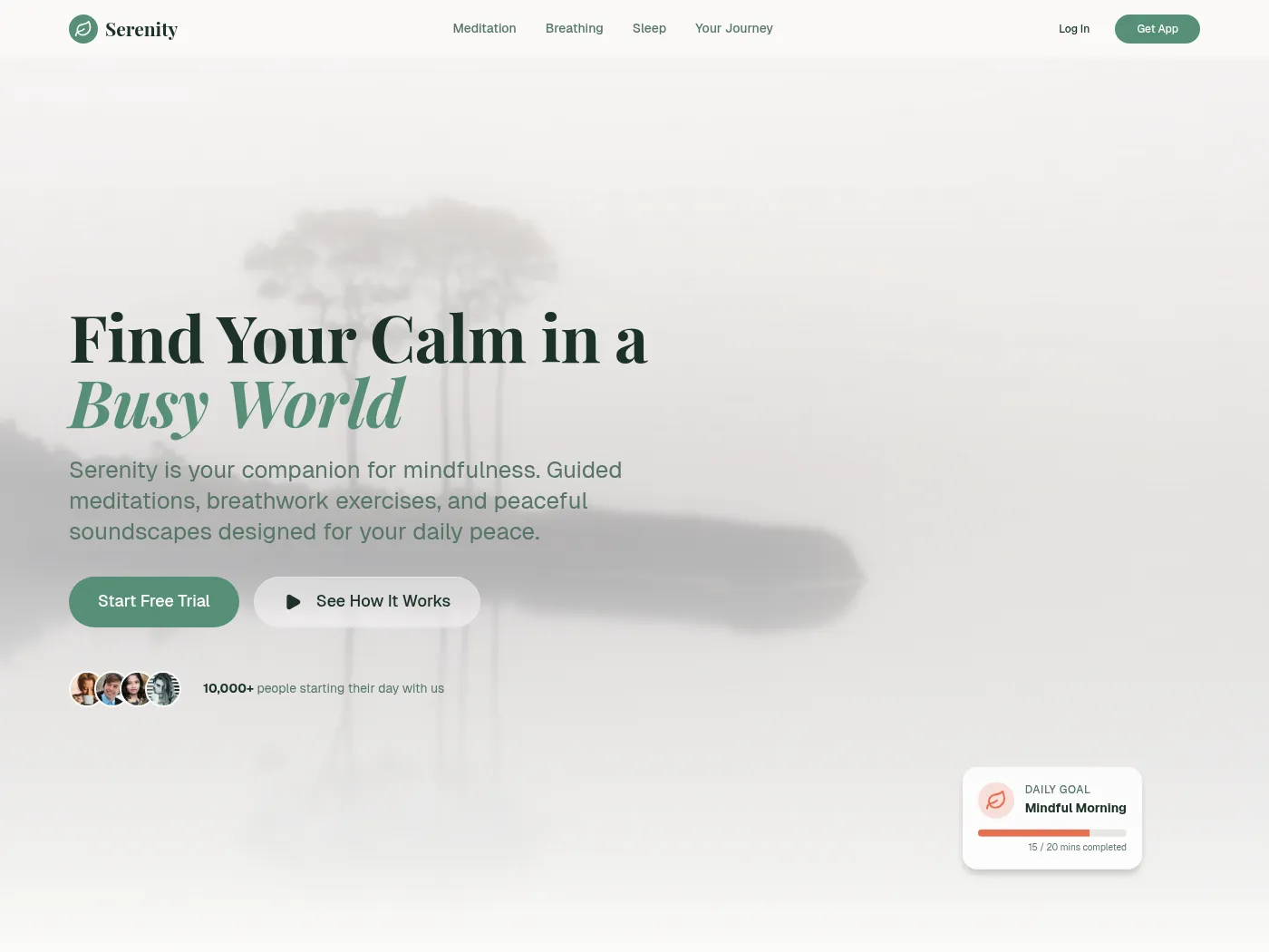 Wellbeing App Landing