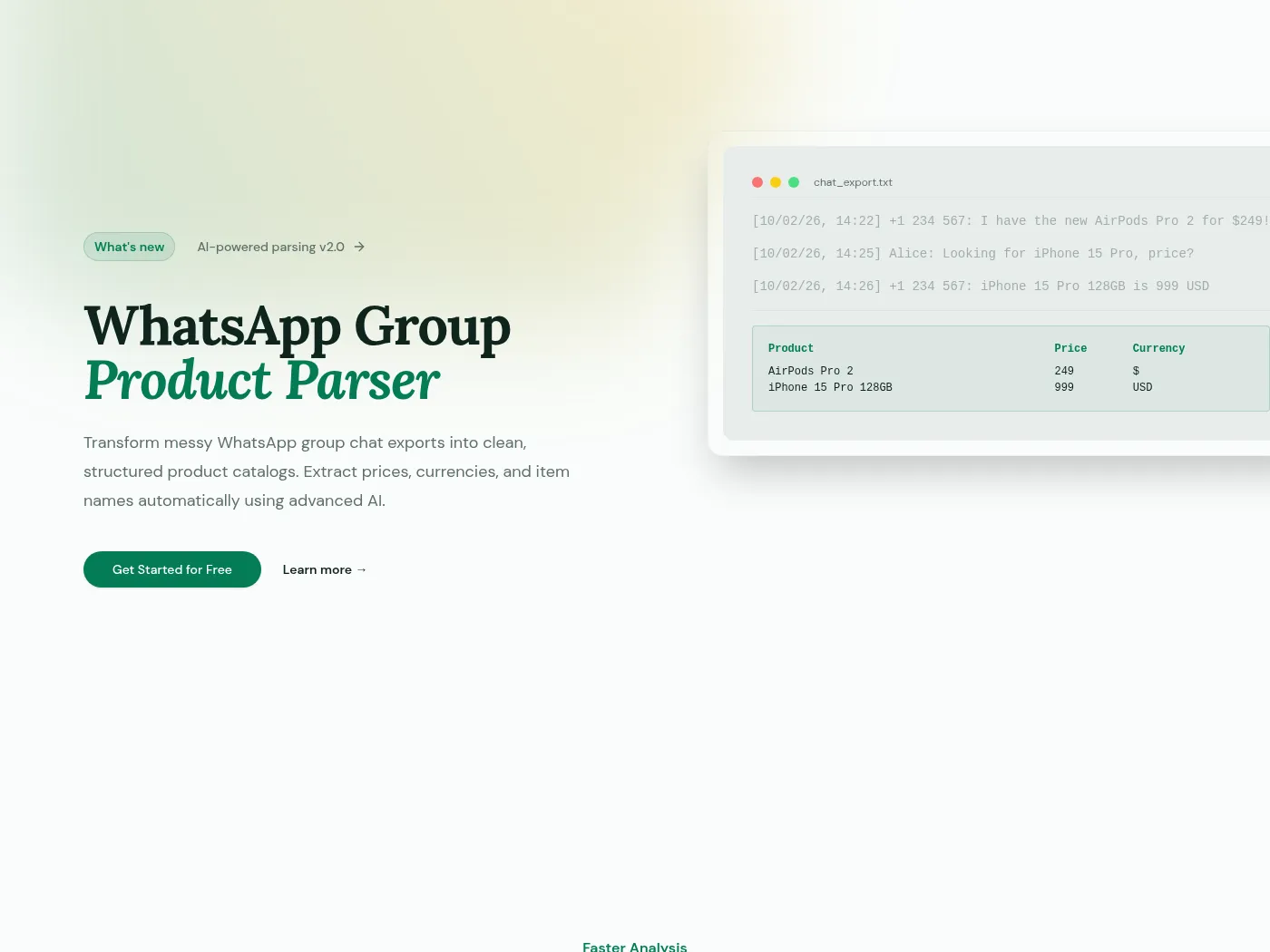 WhatsApp Product Parser