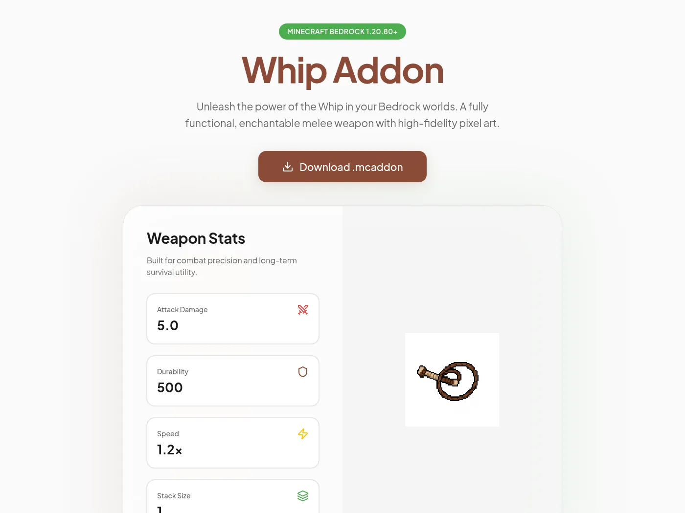 Whip Addon for Minecraft Bedrock