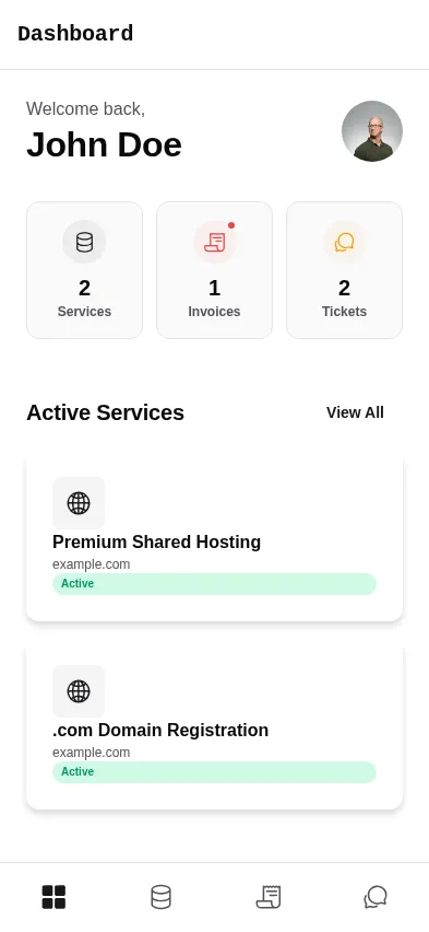 WHMCS Client Mobile