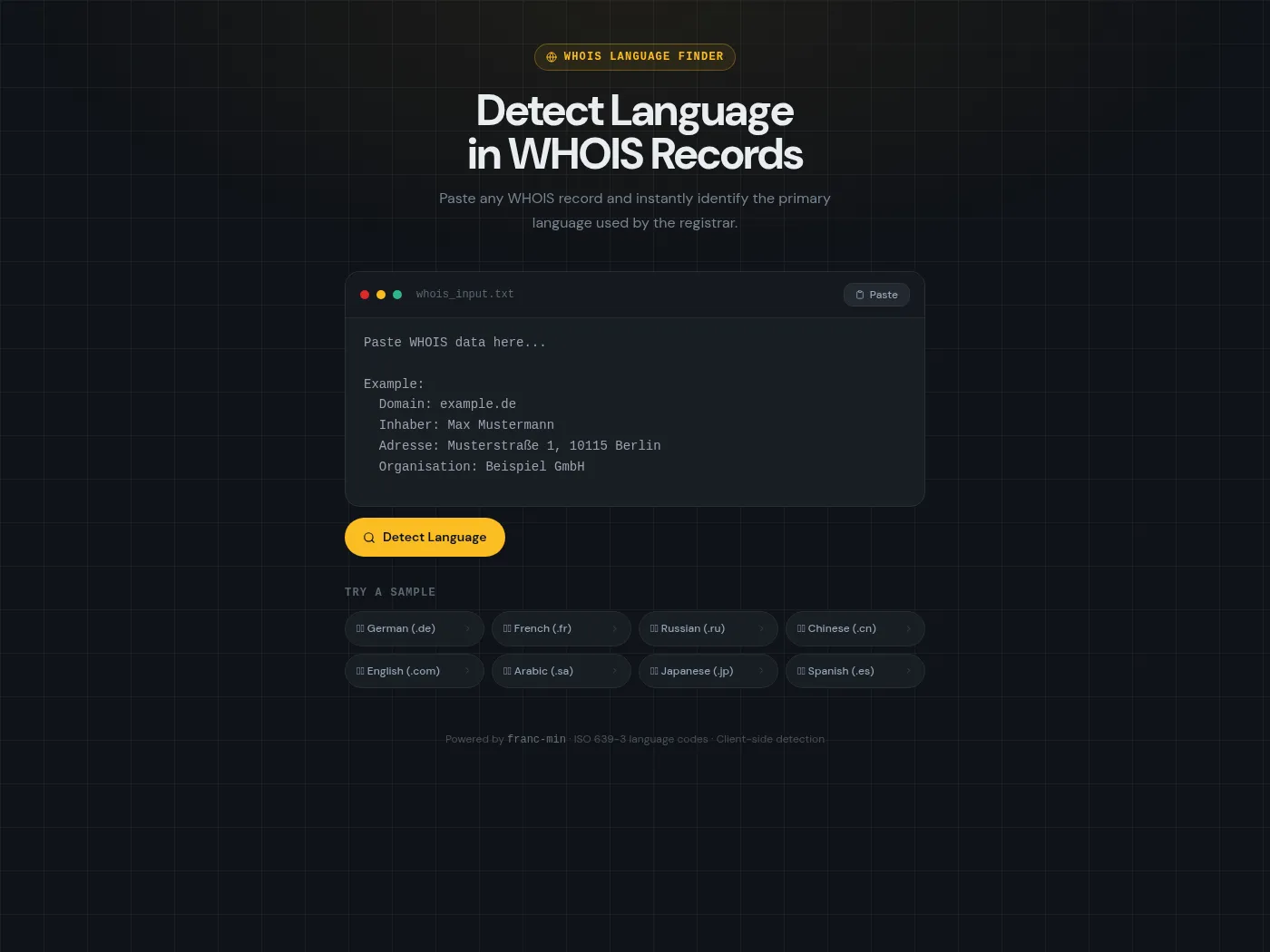 Whois Language Finder