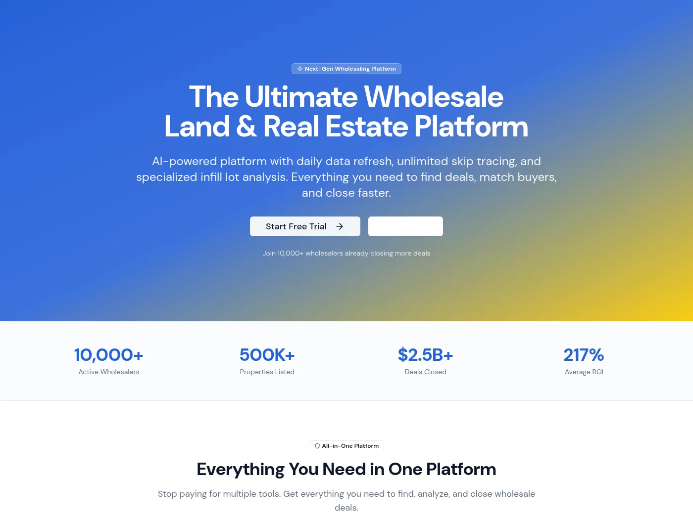 Wholesale Land and Real Estate Platform