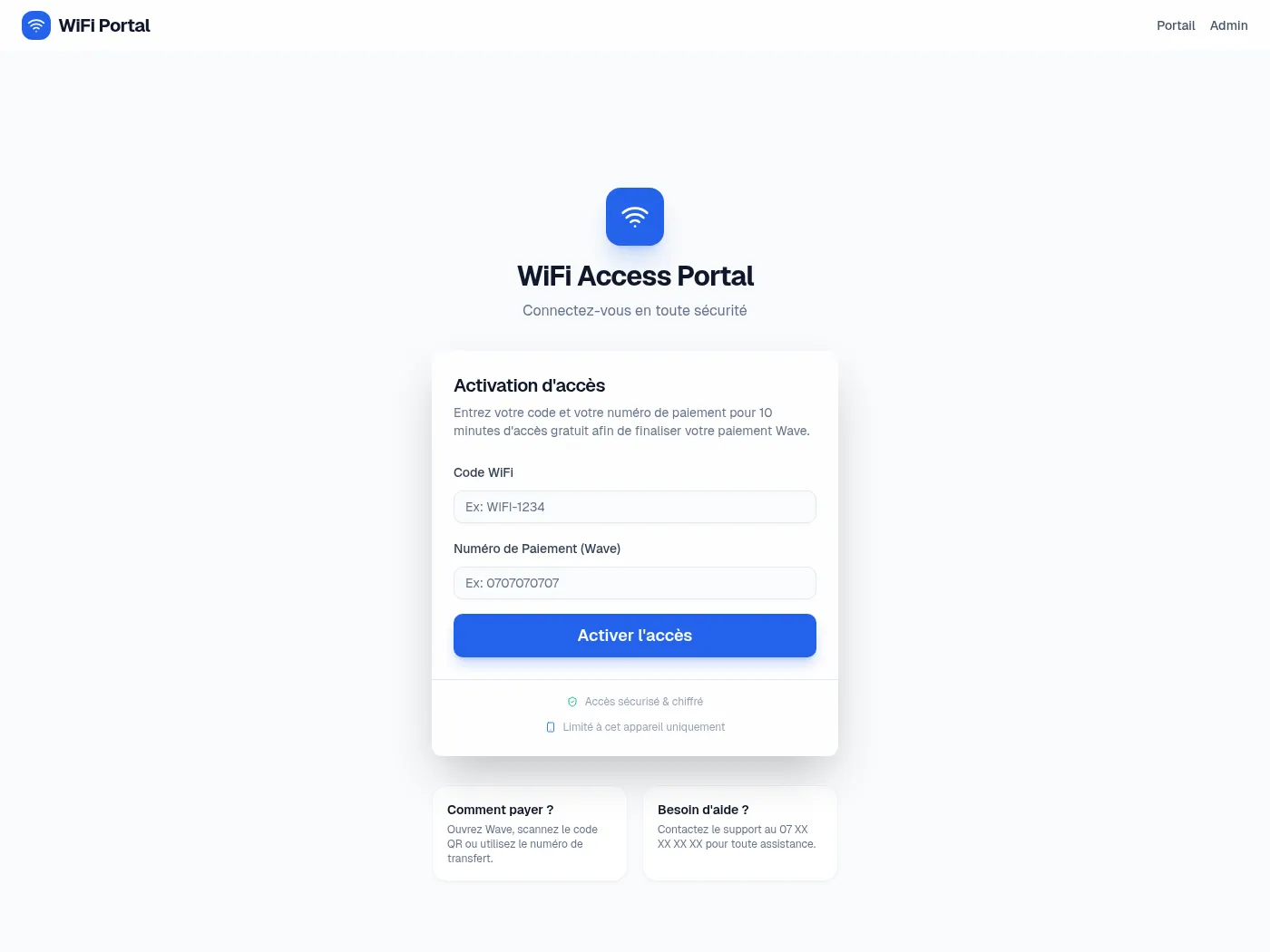 WiFi Access Portal