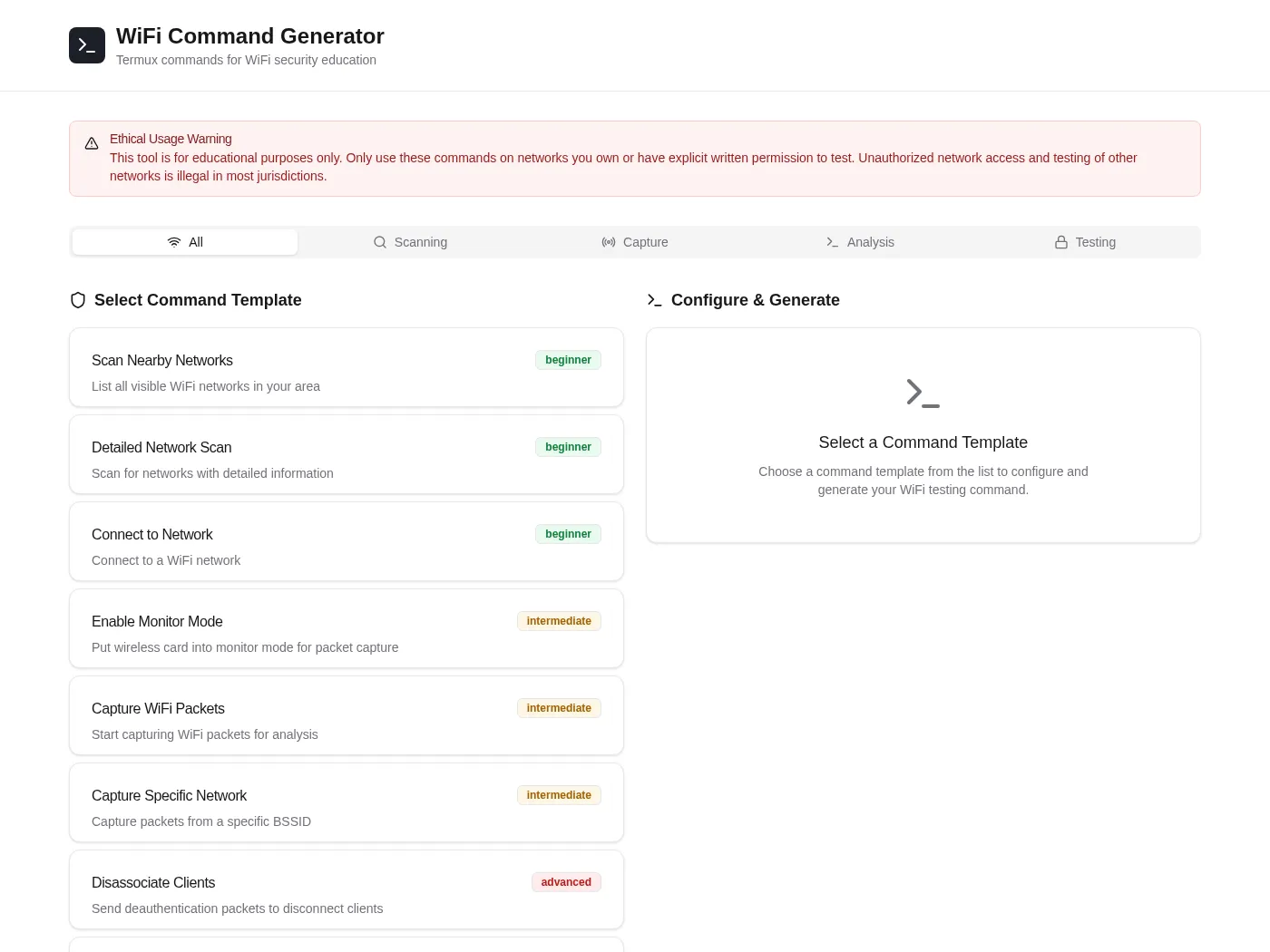 WiFi Command Generator