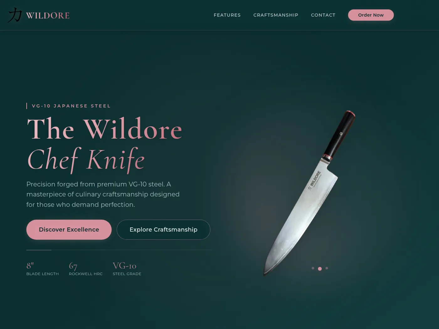 Wildore Premium Chef Knife Showcase Website