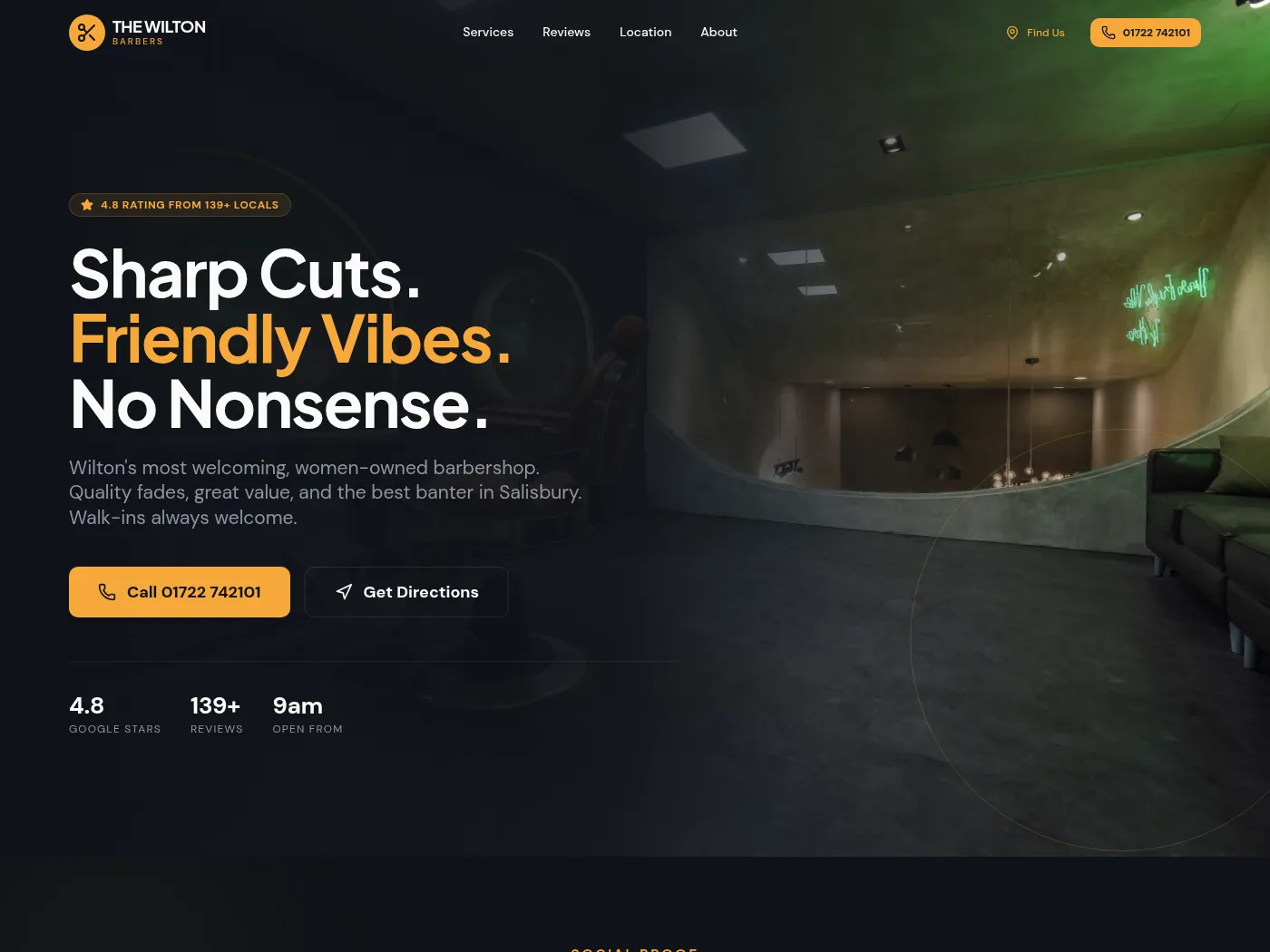 Wilton Barbers Landing Page