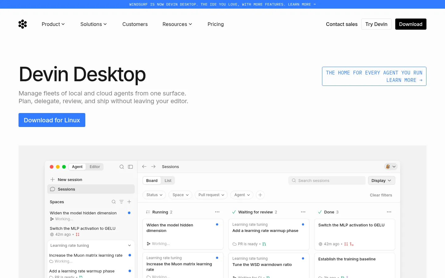 Windsurf landing page — Codeium's AI-powered IDE with Cascade agent and generous free tier