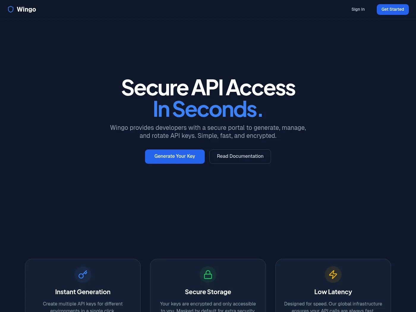 Wingo API Key Portal