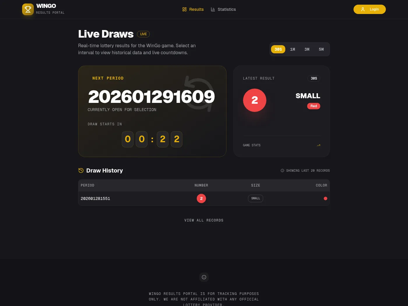 WinGo Results Portal