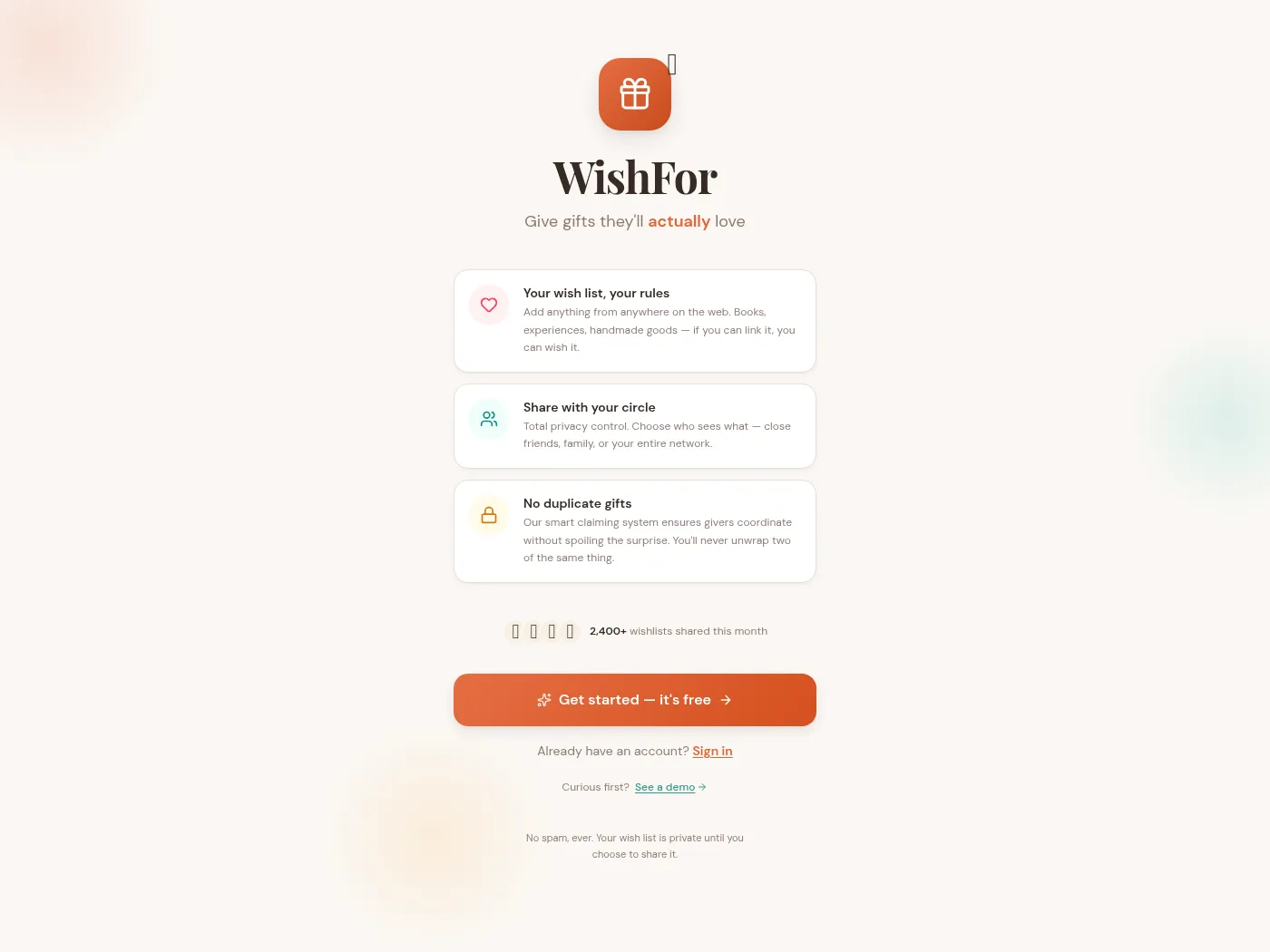 WishFor Social Gift App