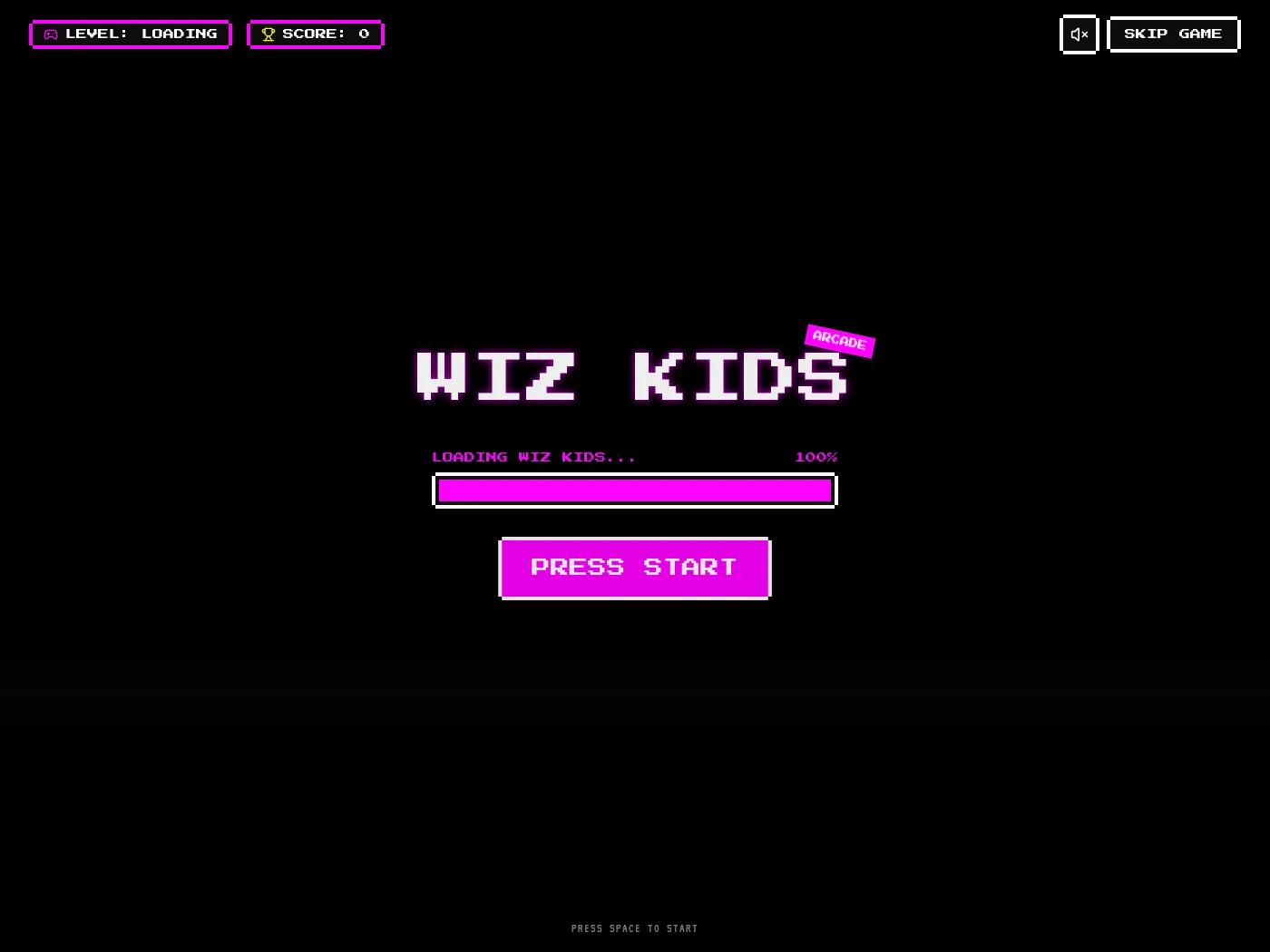 Wiz Kids Game Homepage