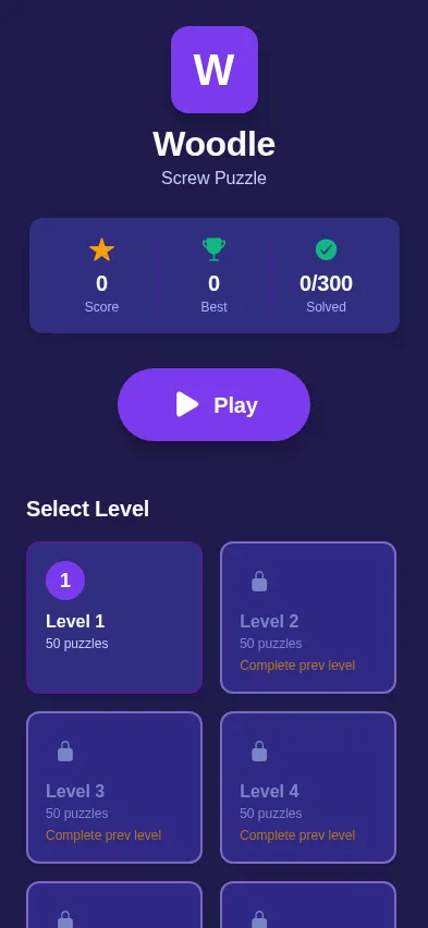 Woodle Screw Game
