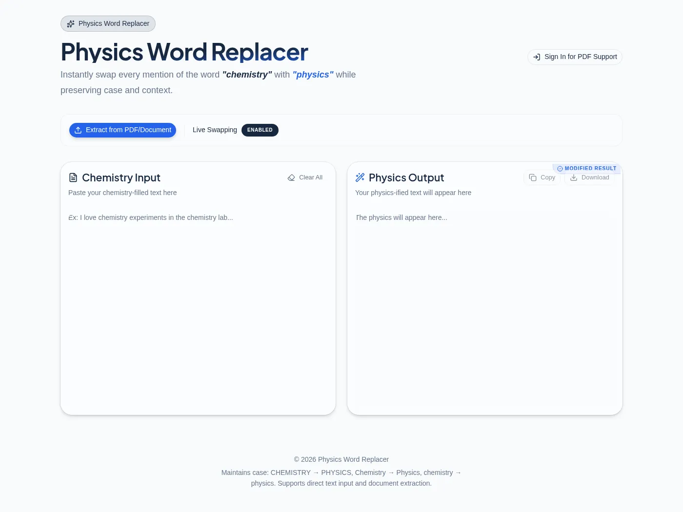 Physics Word Replacer