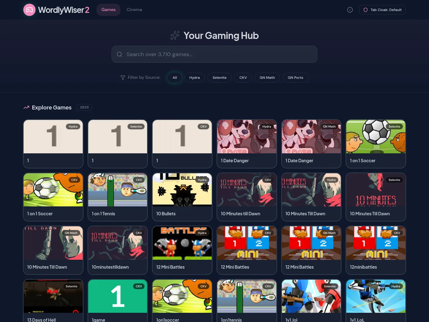 WordlyWiser 2 Gaming Hub