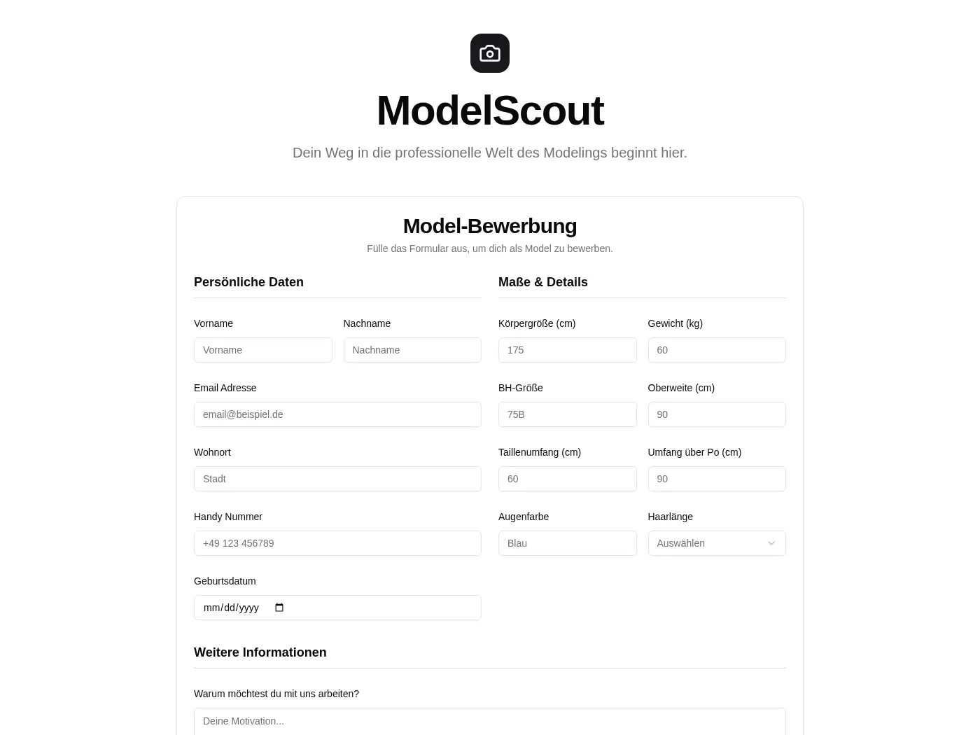 ModelScout Kontaktformular