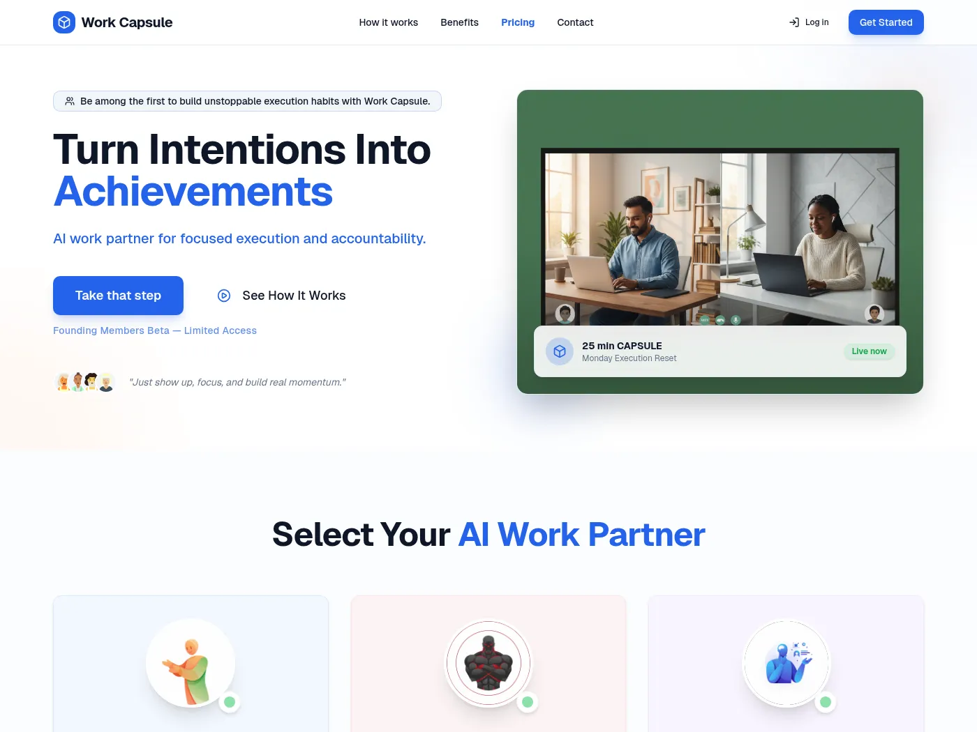 Work Capsule Landing Page