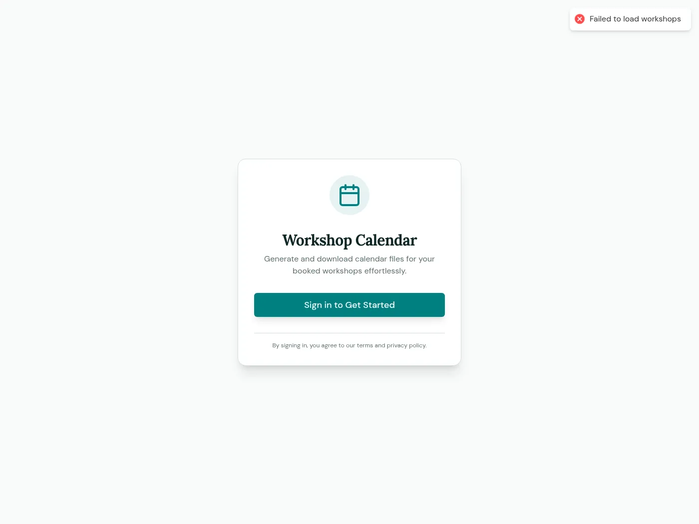 Workshop Calendar Generator