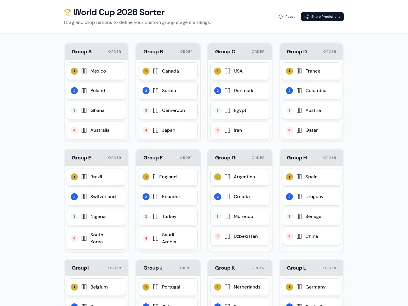 World Cup Group Sorter