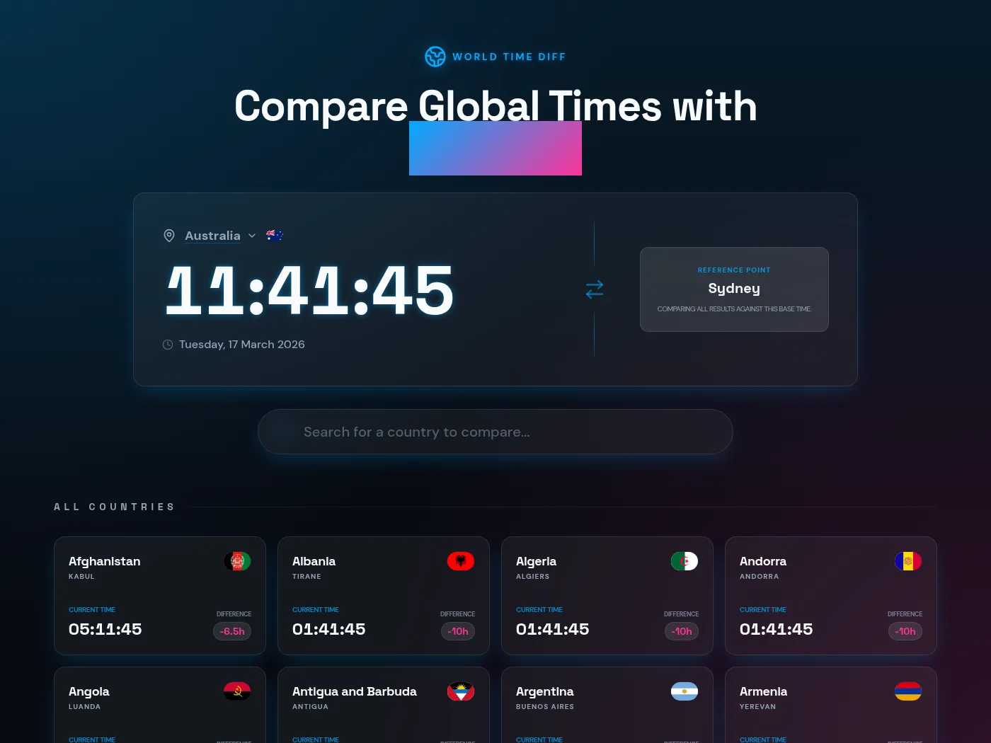 World Time Diff Viewer
