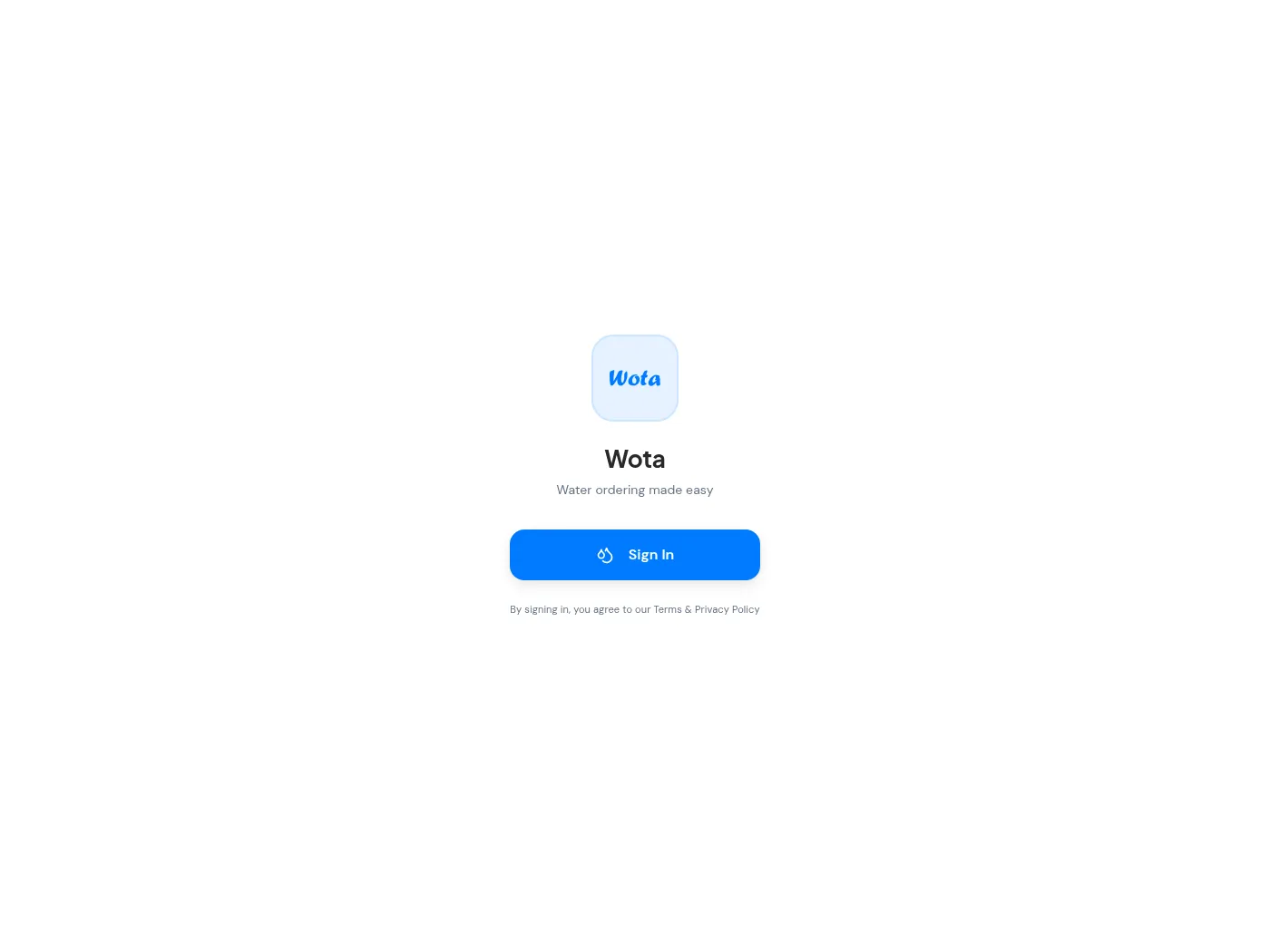 Wota Water Ordering Platform