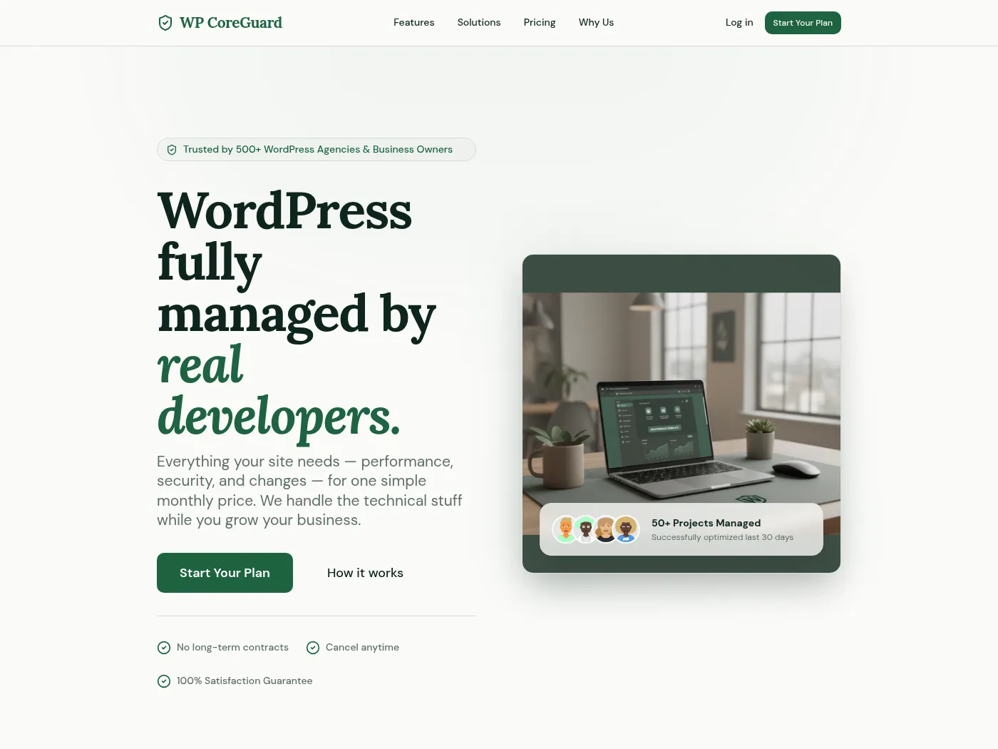 WP CoreGuard Landing Page