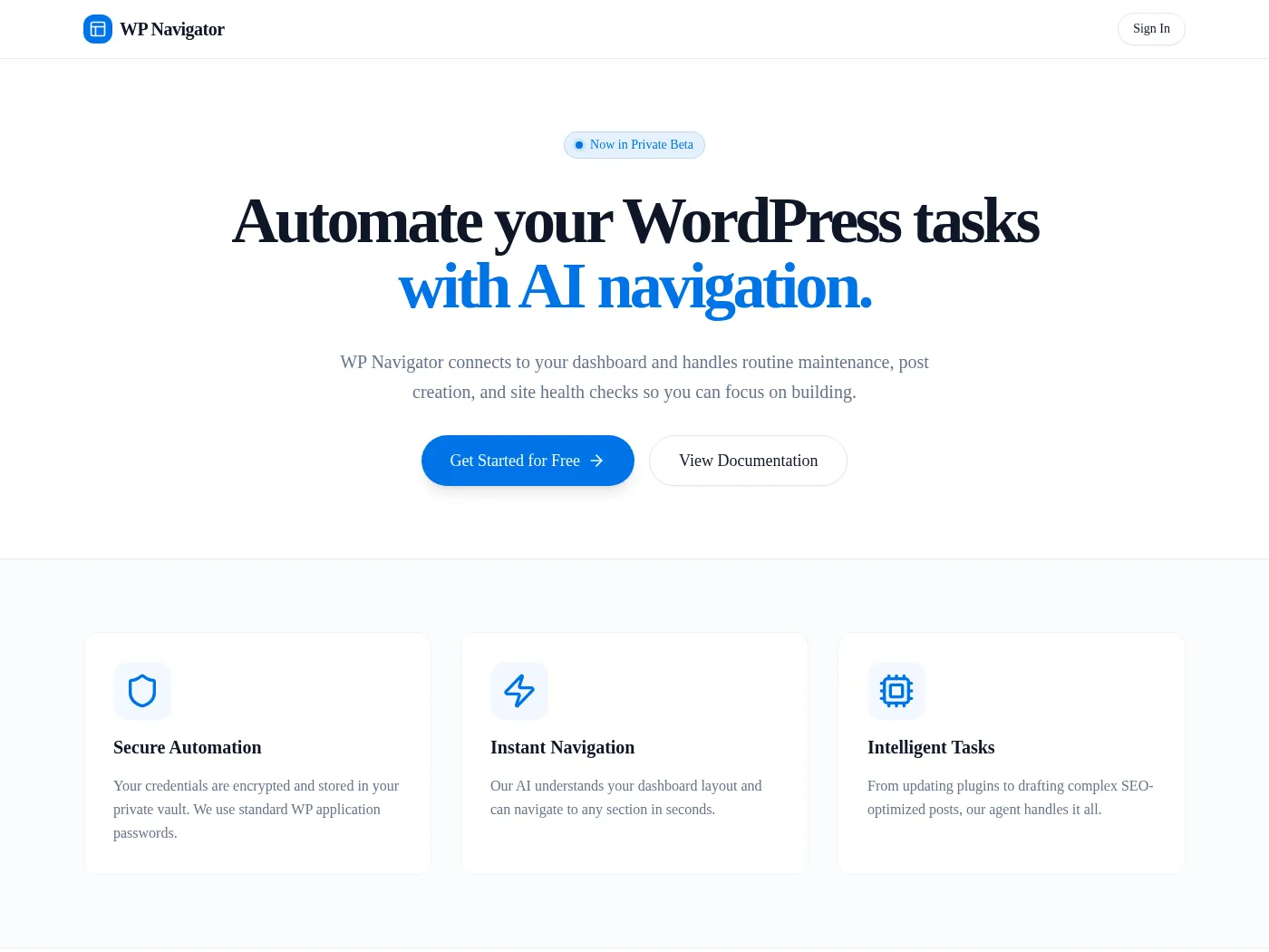 WordPress Task Navigator