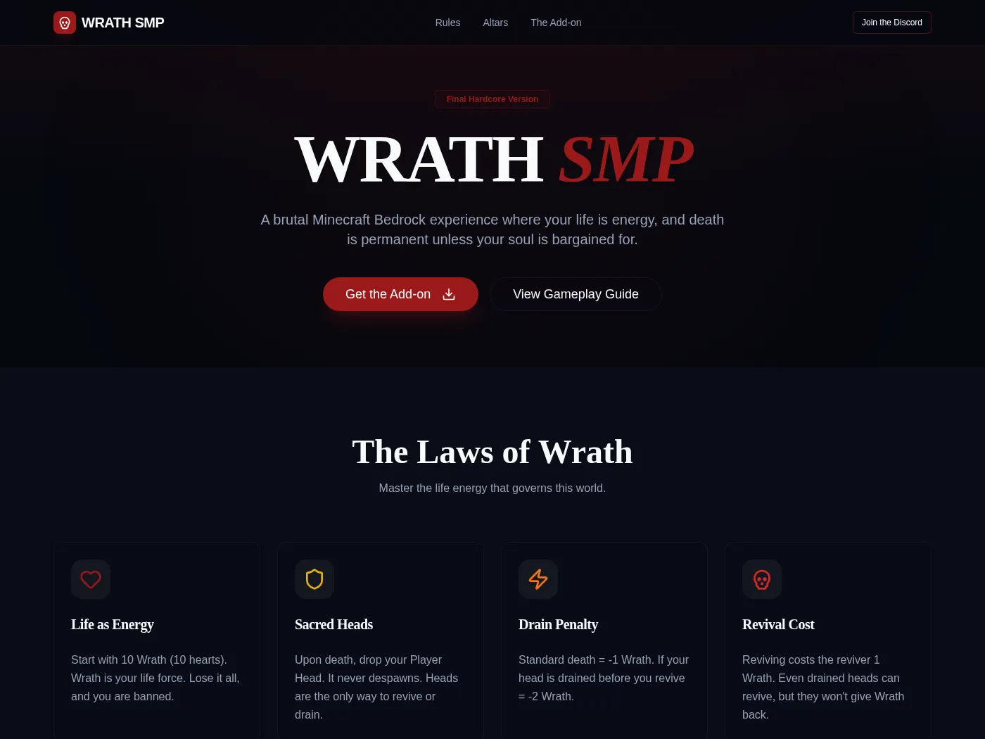 Wrath SMP Bedrock Add-on
