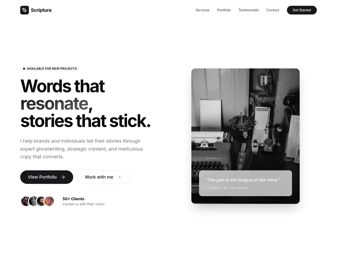 Writer's Landing Page