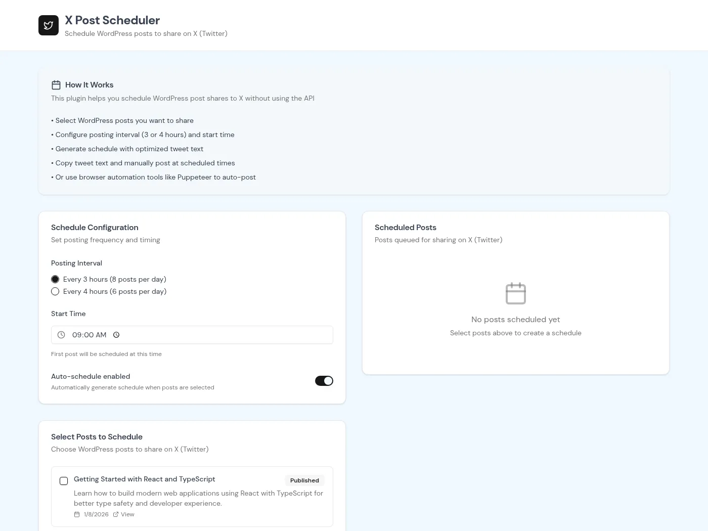 X Post Scheduler Plugin