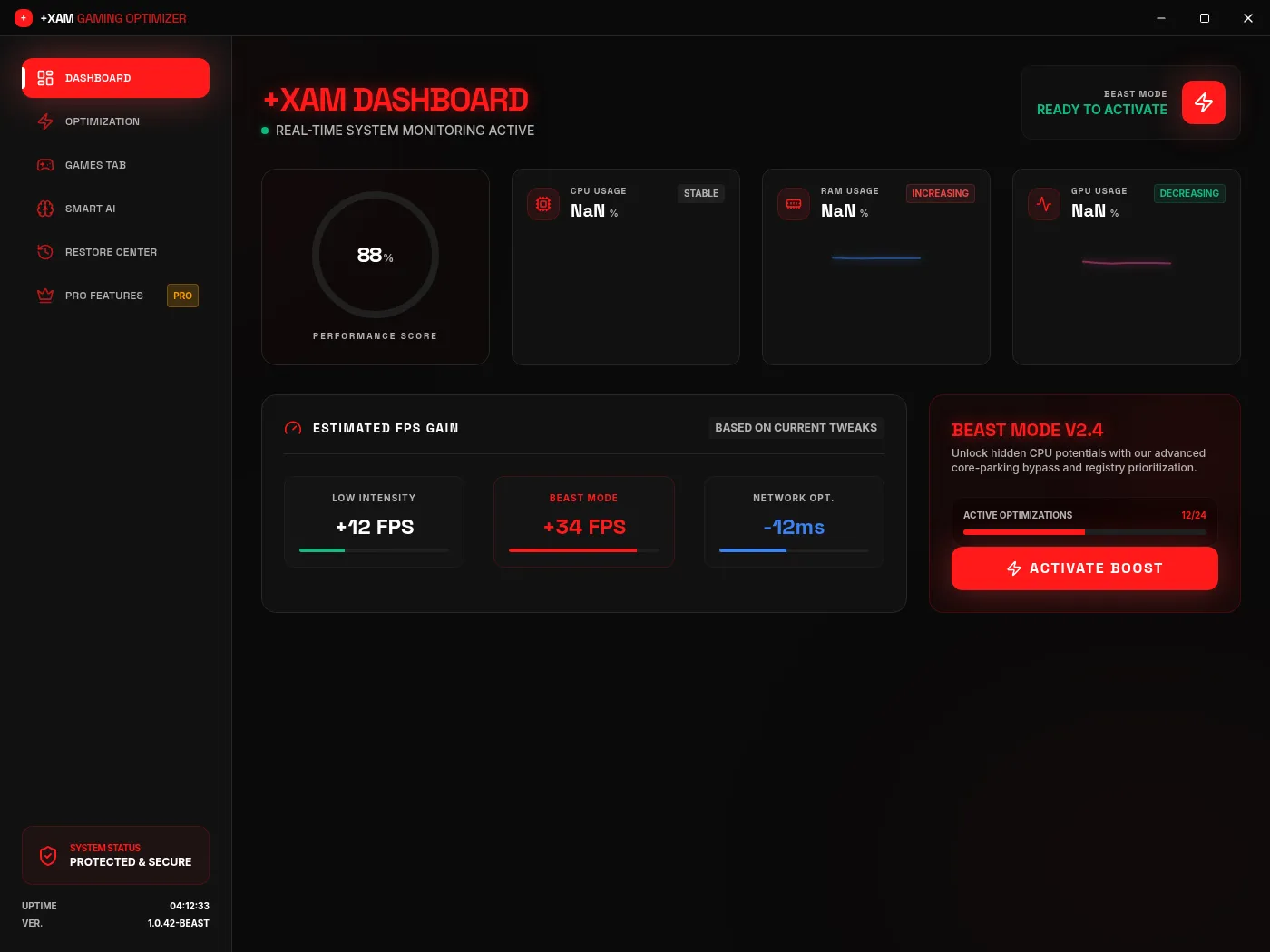 +XAM Gaming Optimizer