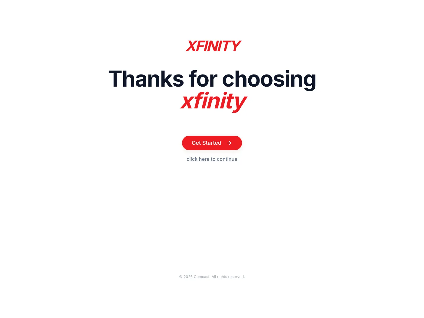 Xfinity Welcome Page