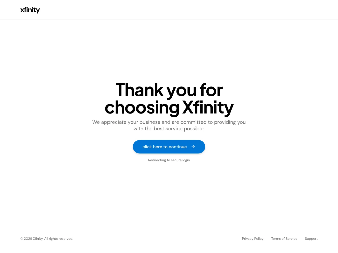 Xfinity Thank You Page