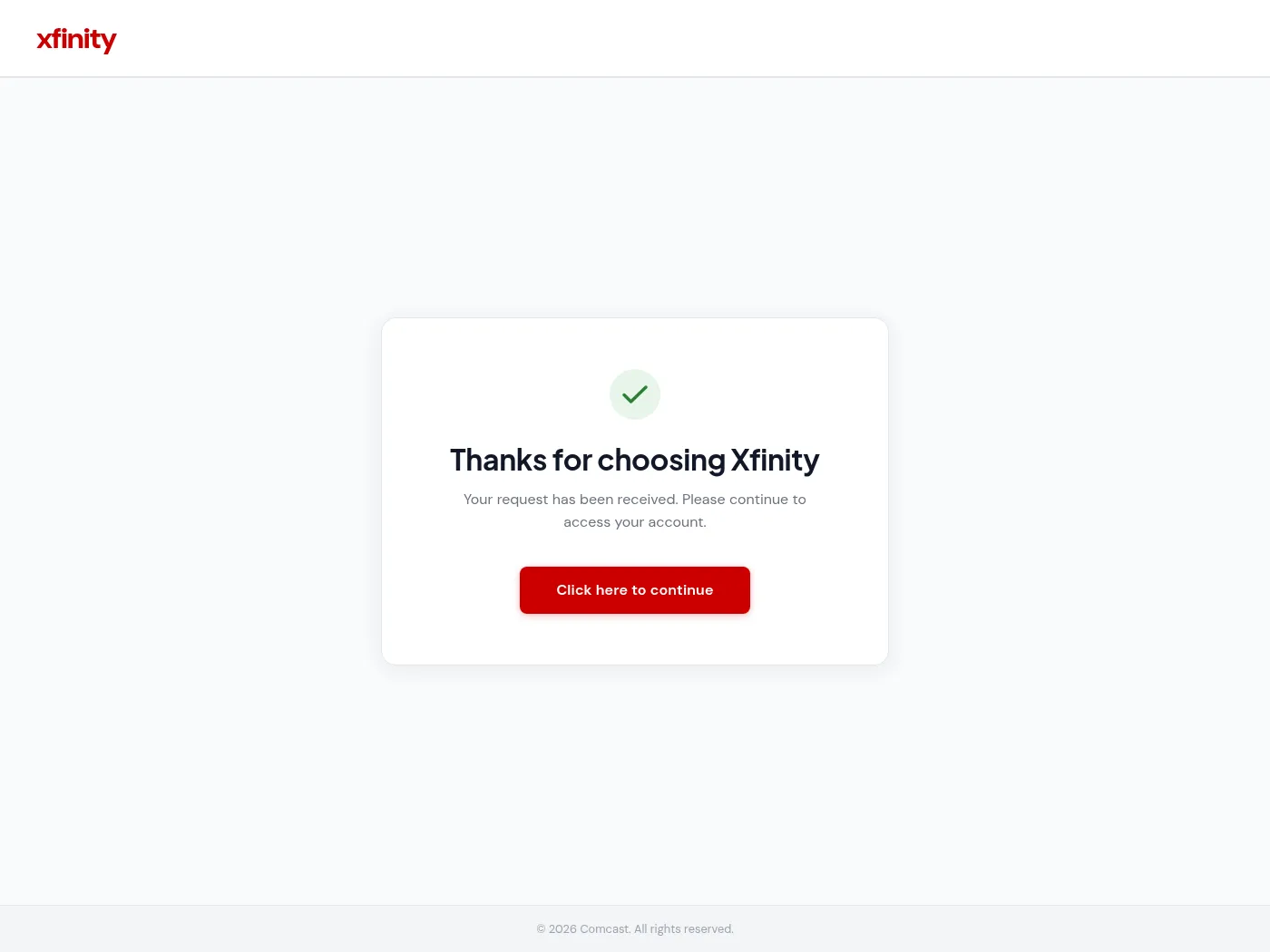 Xfinity Thank You Page