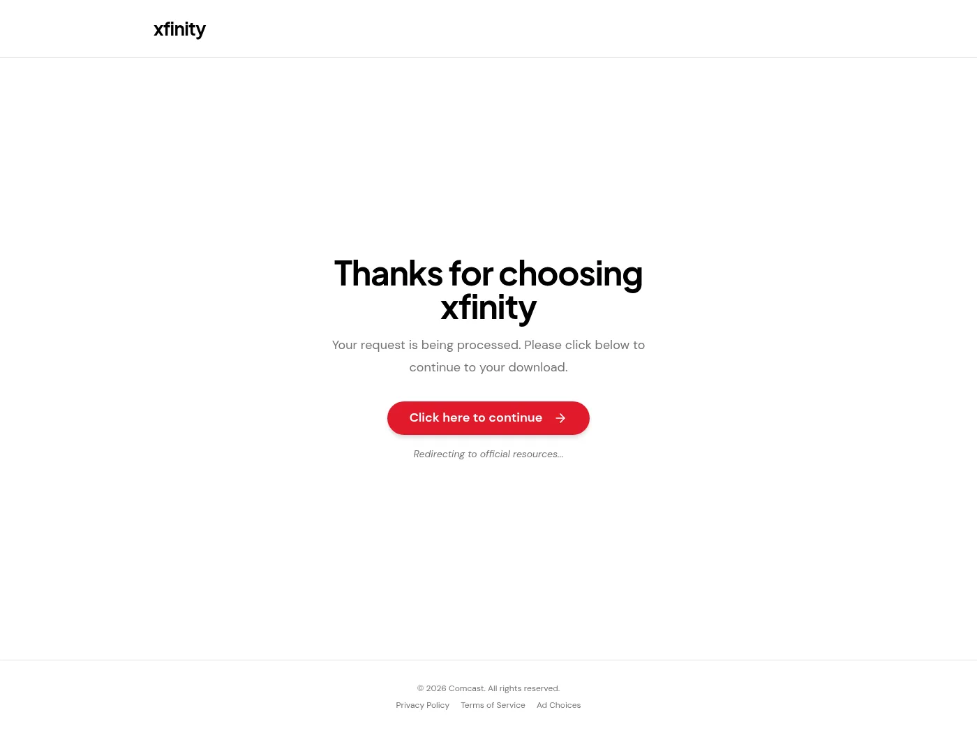 Xfinity Thank You Page