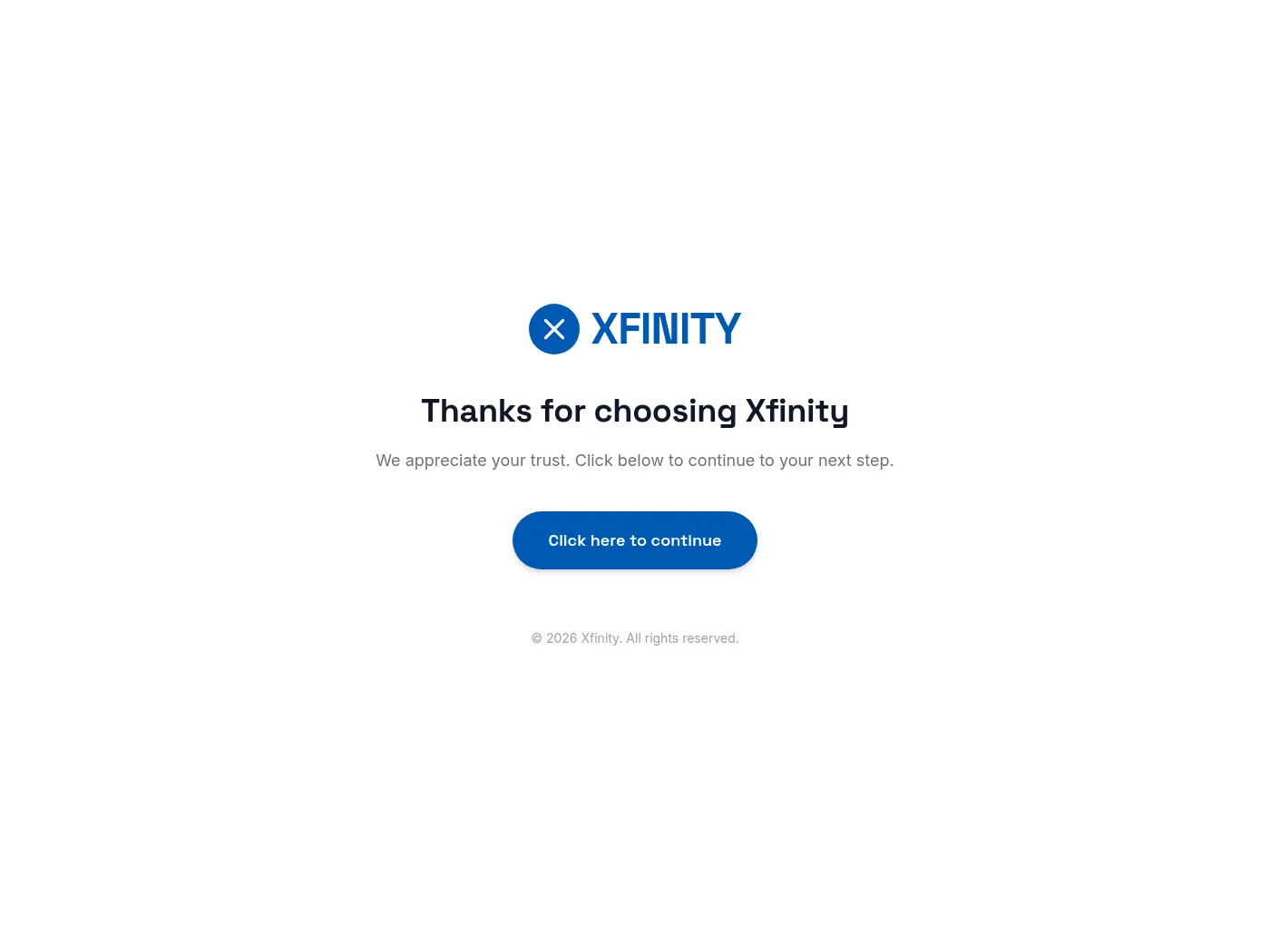 Xfinity Welcome Page