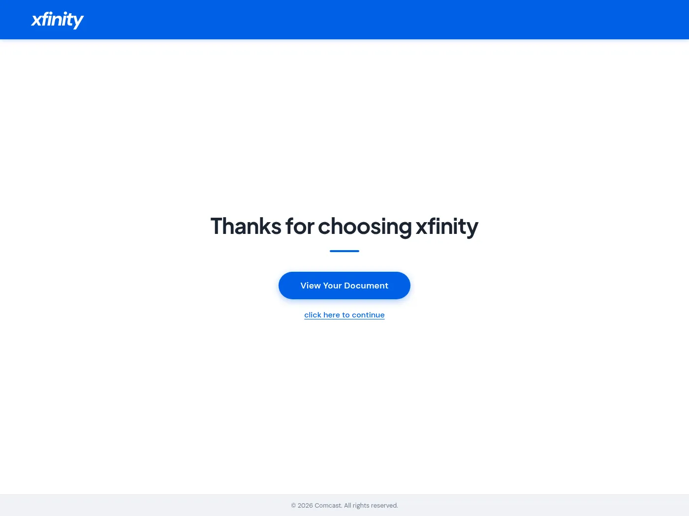Xfinity Welcome Page