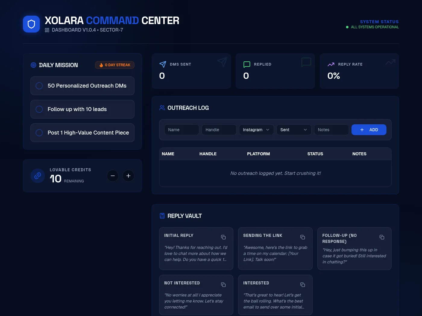 Xolara Command Center