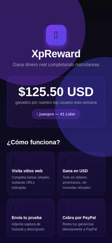 XpReward Plataforma de Tareas