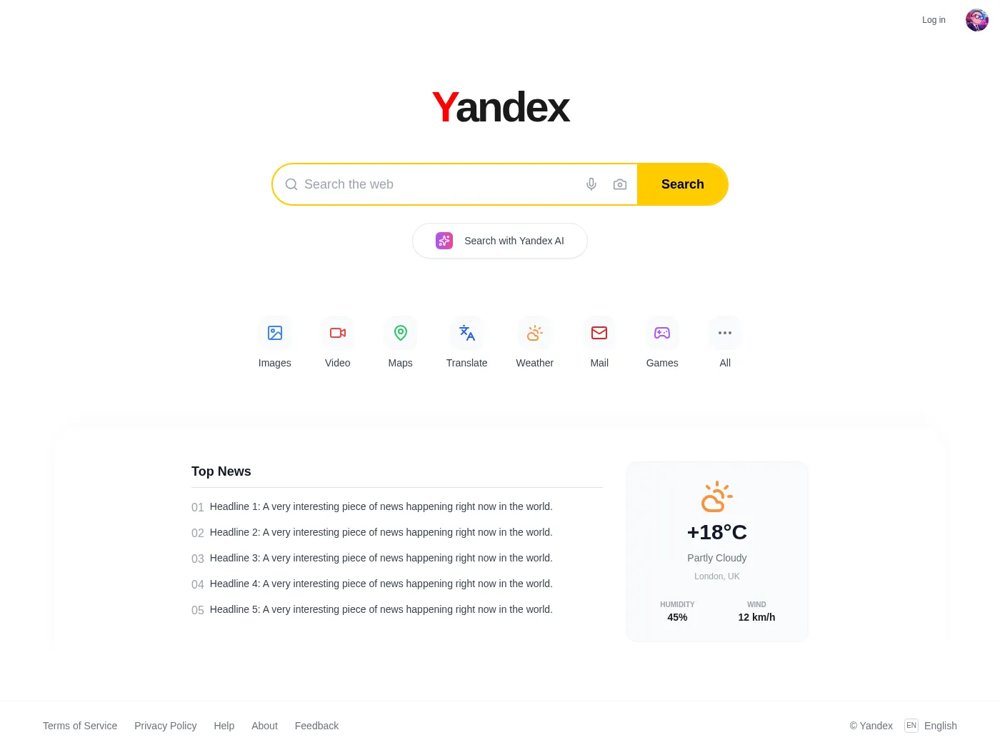 Yandex Web Clone
