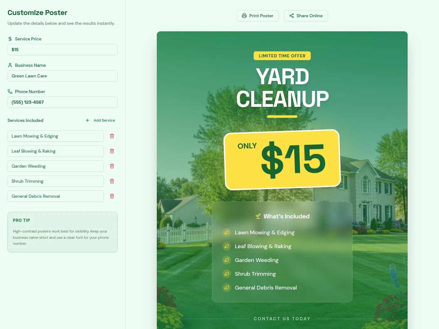 Yard Cleanup Poster