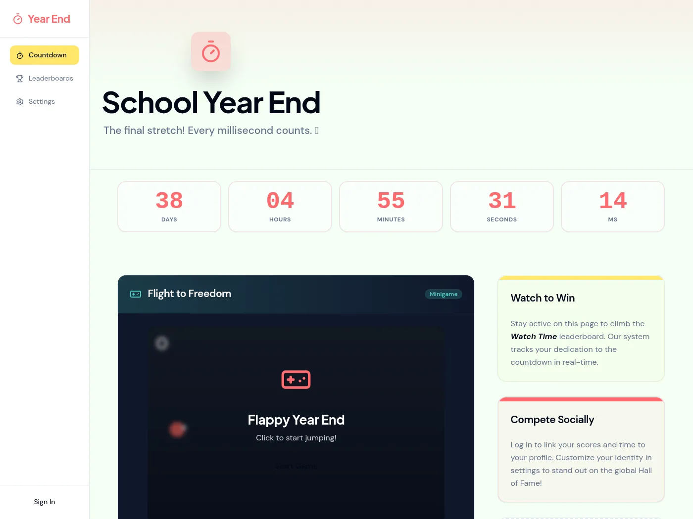 Year End Countdown & Game