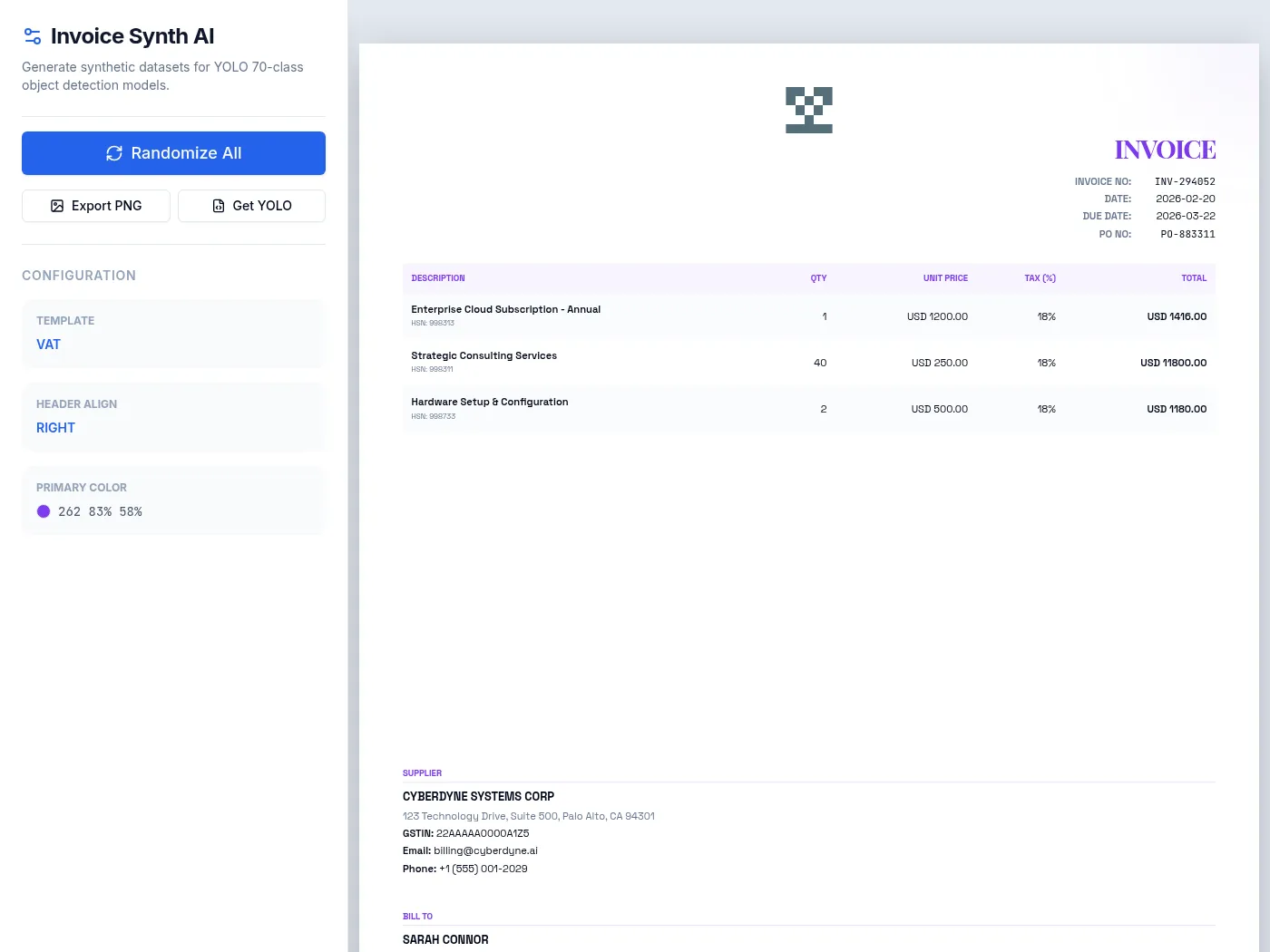 YOLO Invoice Synth AI
