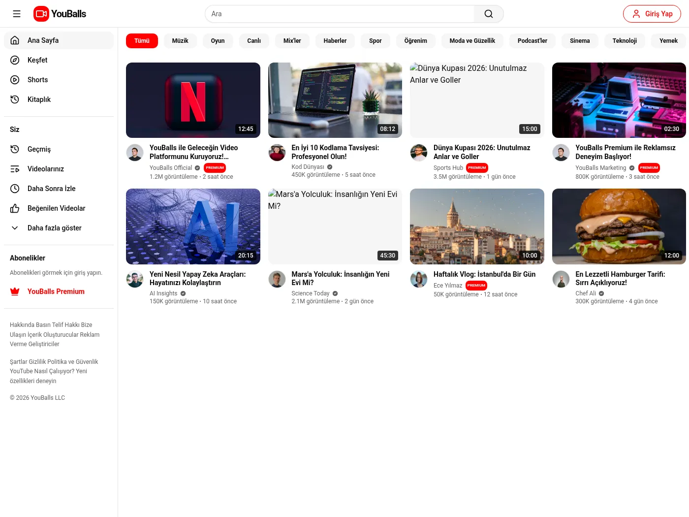 YouBalls Video Platform