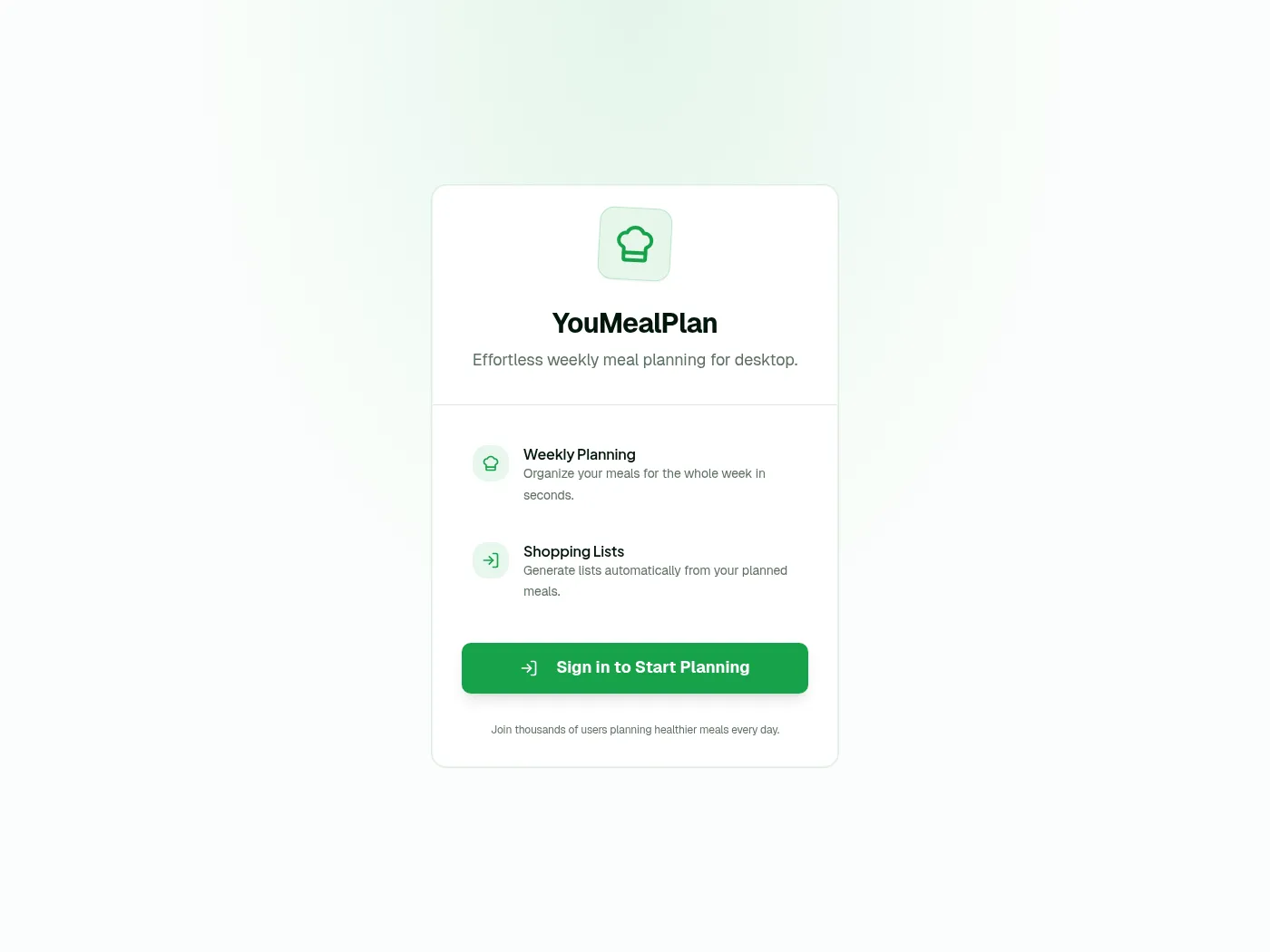 YouMealPlan Clone Desktop