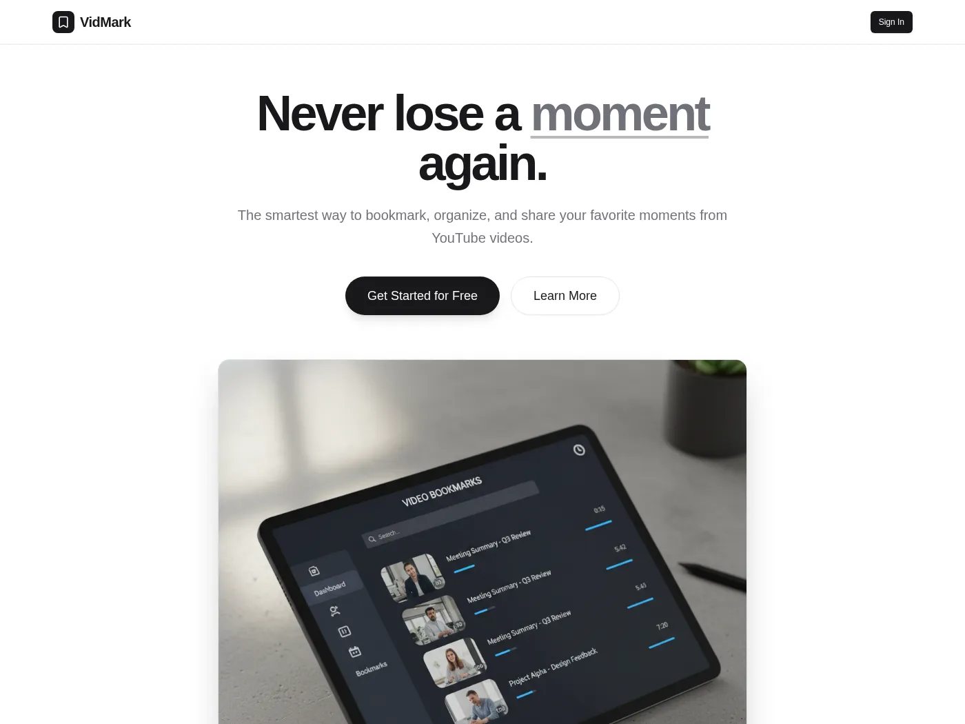 YouTube Video Bookmark